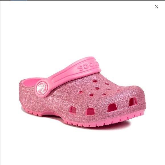 CROCS | Shoes | Crocs Clogs Size J4 Pink Glitter Rubber Comfort Outdoor ...